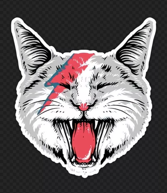 DOPASTICKER Awesome Cat Sticker Ziggy Stardust Lightning Bolt Bumper ...