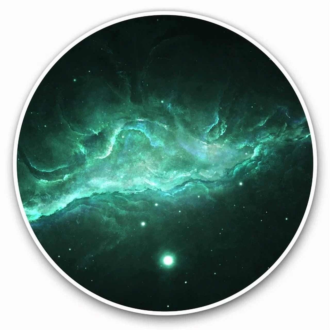 DOPASTICKER Awesome Green Nebula Star Scifi Cool Gift Decorative Laptop ...