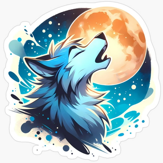 DOPASTICKER Awoo Moon Howling Wolf Anthro Furry Sticker, Waterproof ...