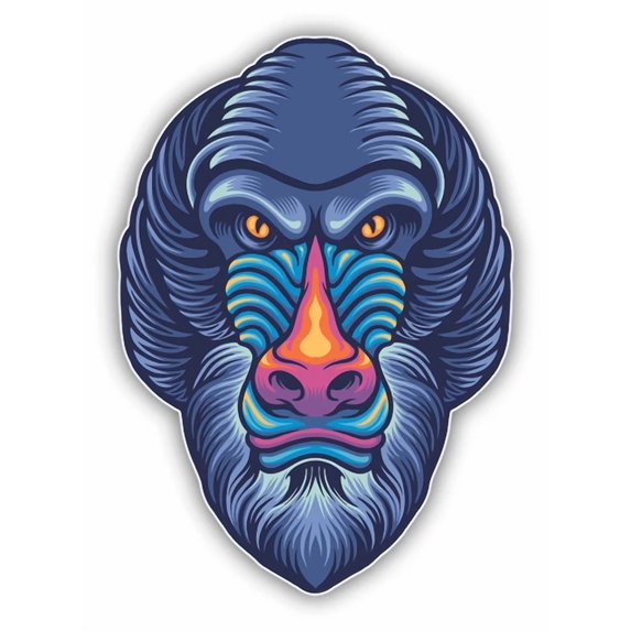 DOPASTICKER Baboon Head Mascot Sticker Decal Phone Decal Water Bottle ...
