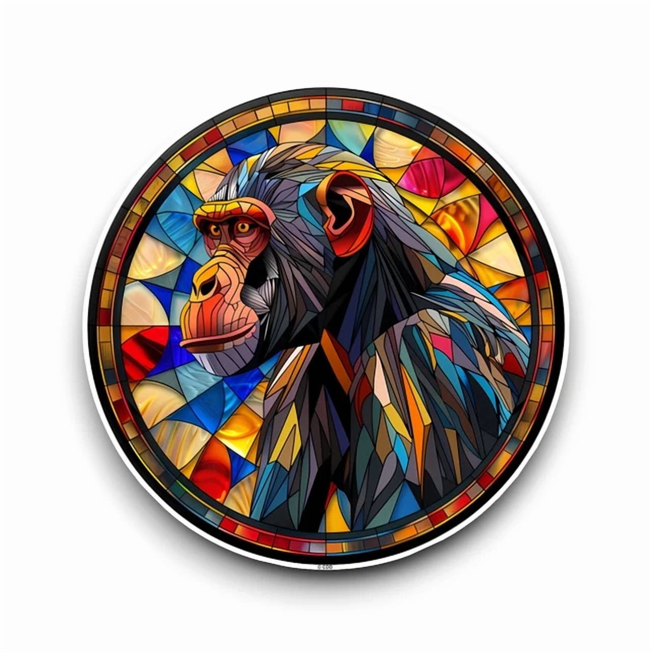 DOPASTICKER Baboon Monkey Stained Glass Style Window Design Opaque ...