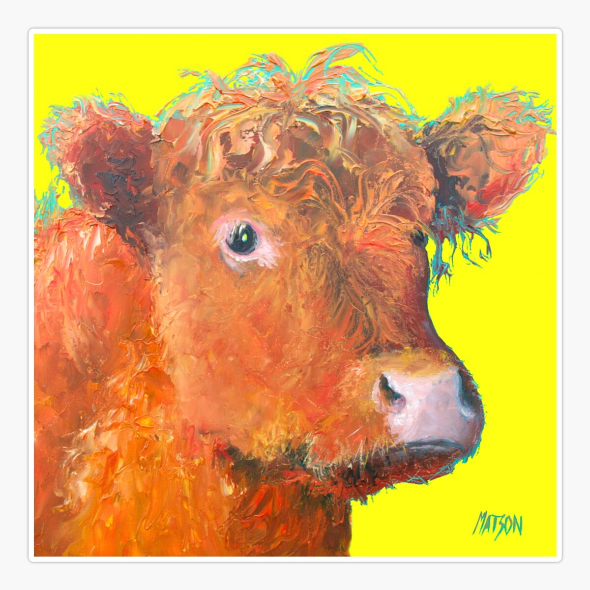 DOPASTICKER Baby Cow Painting Sticker, Phone Sticker Water Bottle ...