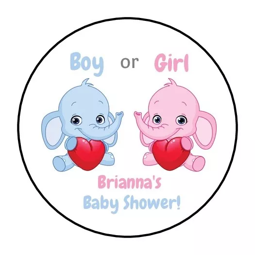 DOPASTICKER Baby Elephant Boy Or Girl Gender Reveal Shower Stickers ...