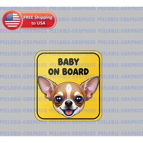 DOPASTICKER Baby On Board Chihuahua Pet Dog Sticker Phone Sticker ...