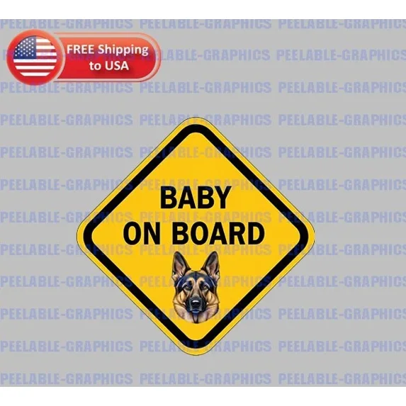 DOPASTICKER Baby On Board German Shepherd K-9 Pet Dog Sticker K9 ...