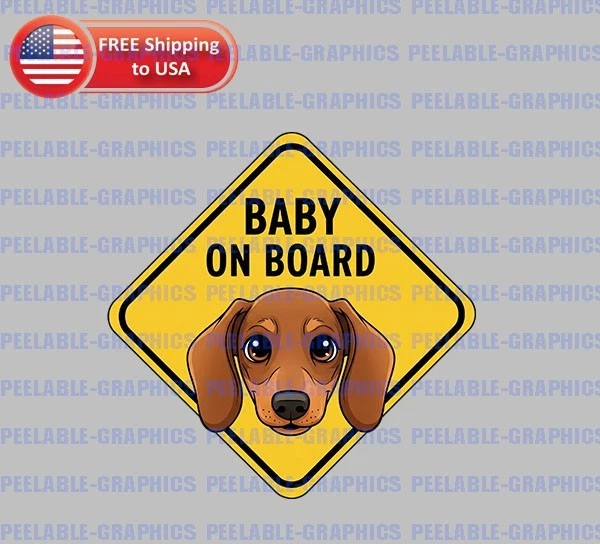 DOPASTICKER Baby On Board Wiener Pet Dog Sticker Phone Sticker, Latop ...