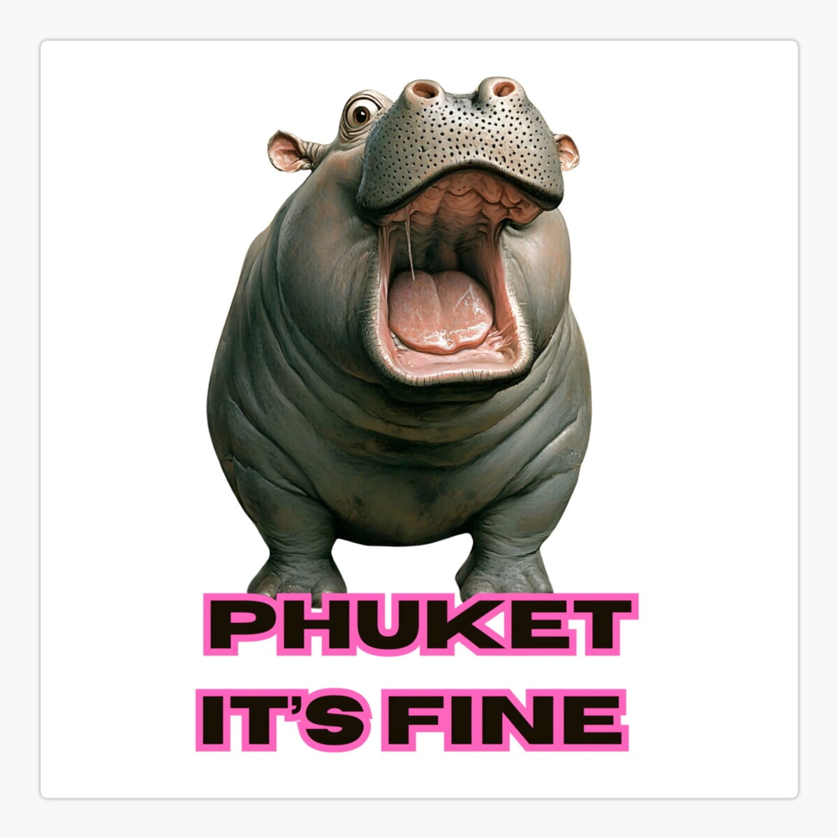 DOPASTICKER Baby Pygmy Hippo Baby Hippo, Hippopotamus Isolated On White ...