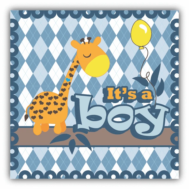 DOPASTICKER Baby Shower Giraffe It'S A Boy Sticker Decal Phone Decal ...