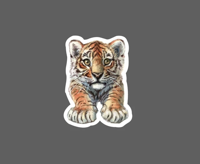 DOPASTICKER Baby Tiger Sticker Cub Cute Animal Cat Wildlife Sticker ...