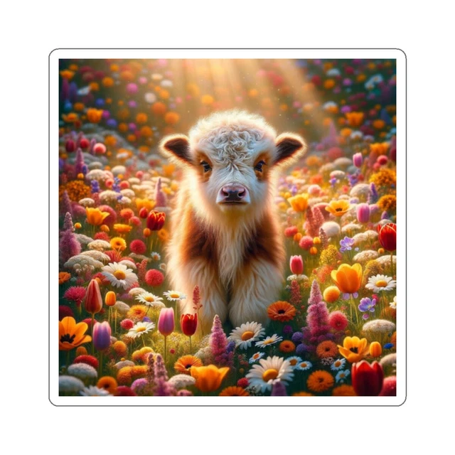DOPASTICKER Baby Yak Flower Field Art- Design Preview Only Decorative ...