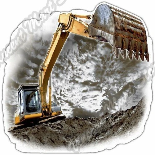 DOPASTICKER Backhoe Digging Construction Loader Tractor Car Sticker ...