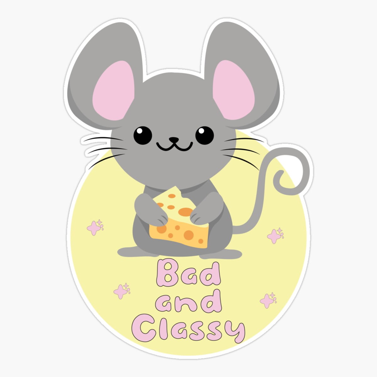 DOPASTICKER Bad And Cly Kawaii Rat Eating Cheese Yellow Sticker, Phone ...