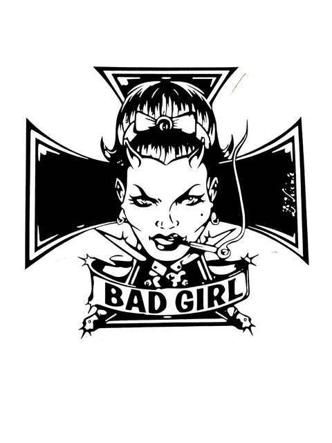 DOPASTICKER Bad Girl Sticker Line Art Minimal Gothic Sketch Grunge ...