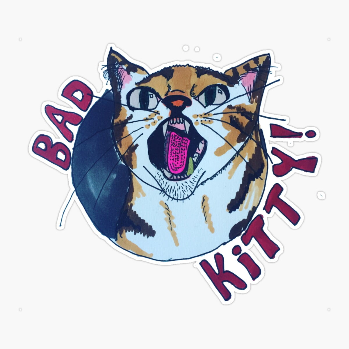 DOPASTICKER Bad Kitty! Sticker, Phone Sticker Car Stickers, Birthday ...