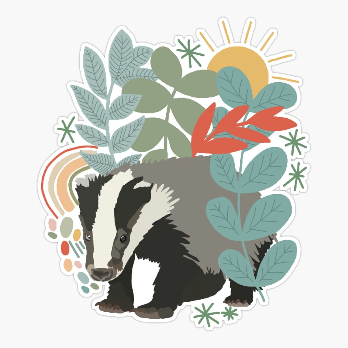 DOPASTICKER Badger In Foliage Sticker, Phone Sticker Car Stickers ...
