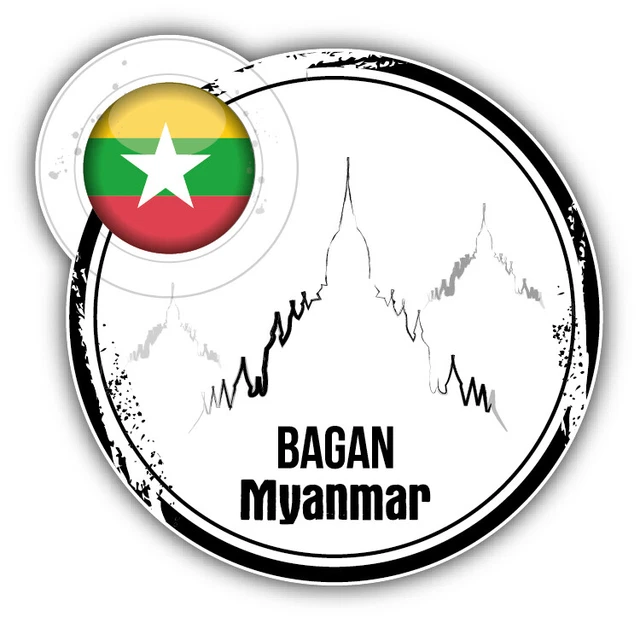 DOPASTICKER Bagan Myanmar Flag Grunge Label Car Sticker Phone Water ...
