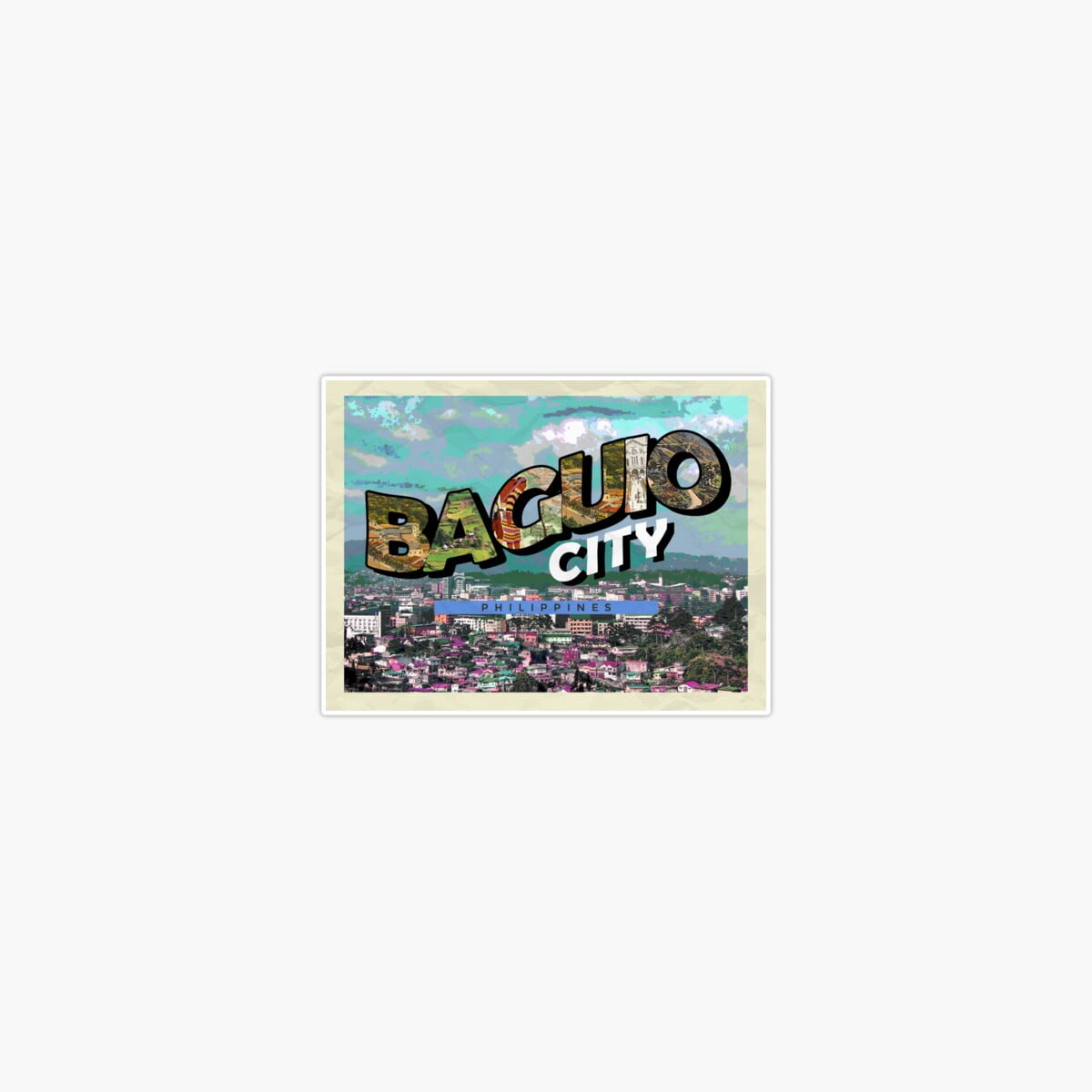 DOPASTICKER Baguio City Postcard Type Poster Philippines Art Sticker ...