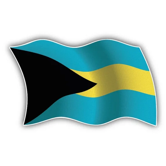 DOPASTICKER Bahamas Wavy Flag Sticker Decal Phone Decal Water Bottle ...