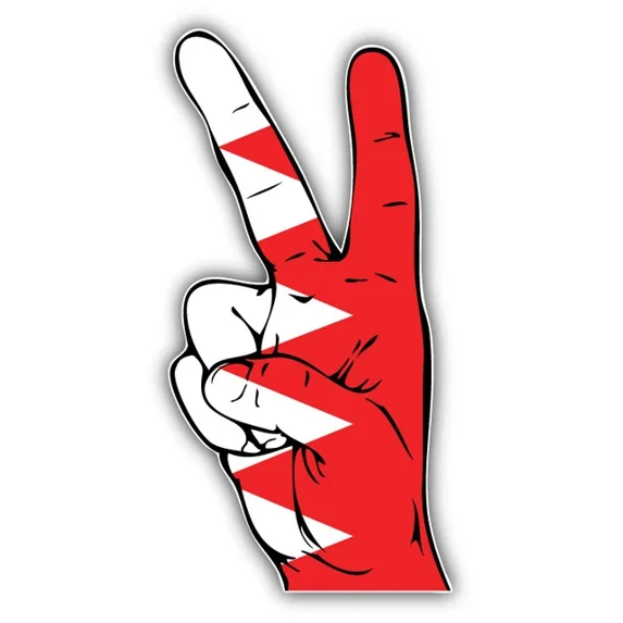 DOPASTICKER Bahrain World Flag Hand Peace Sign Sticker Decal Phone ...