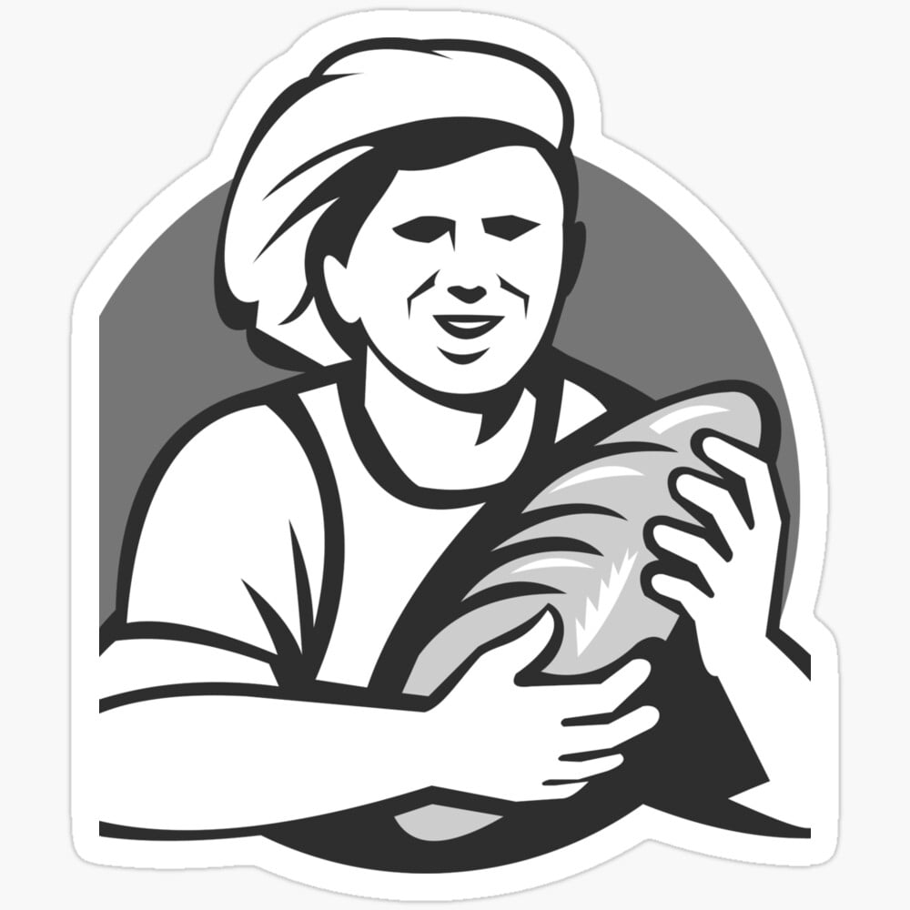DOPASTICKER Baker Holding Bread Loaf Grayscale Retro Sticker Phone ...