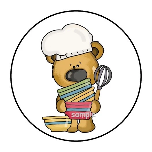 DOPASTICKER Baking Teddy Bear Stickers Chef Phone Decal Water Bottle ...