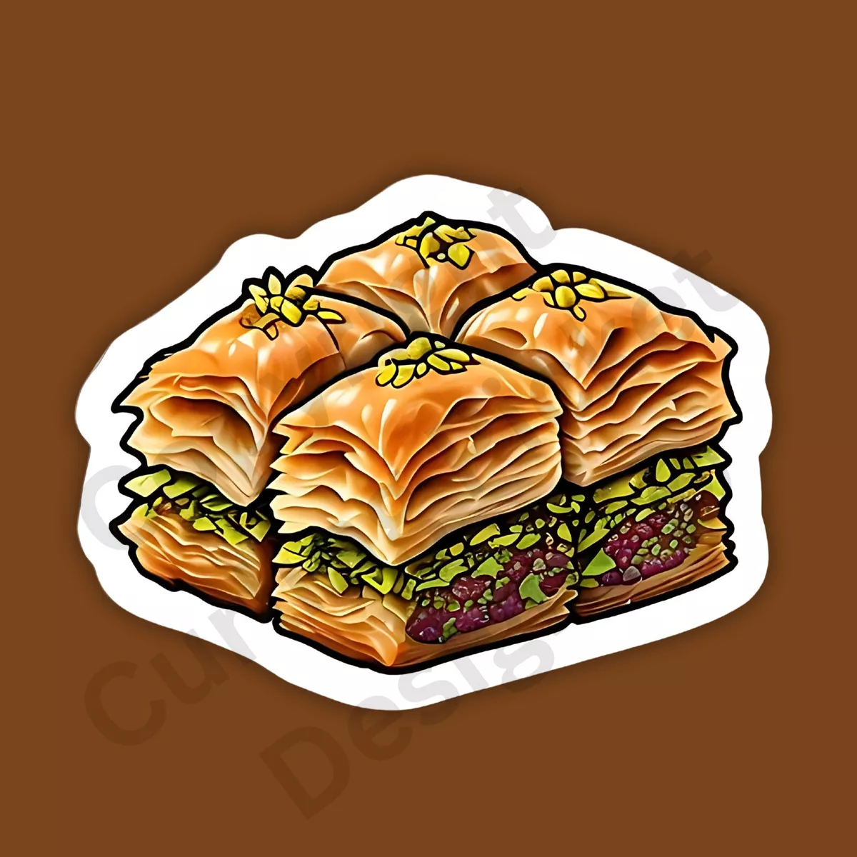 DOPASTICKER Baklava Turkish Honey Nuts Traditional Greek Pastry Desert ...