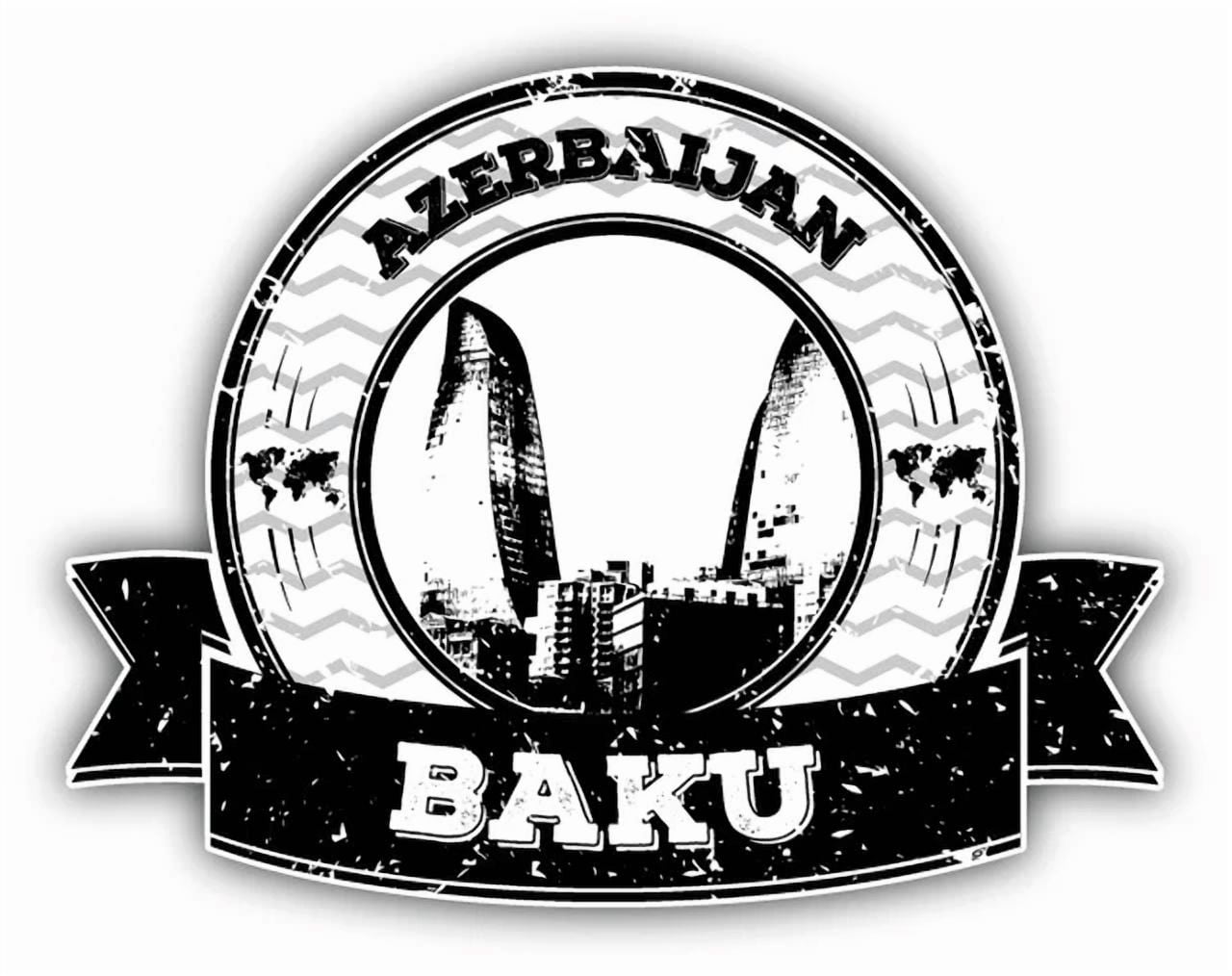 DOPASTICKER Baku Azerbaijan Grunge Rubber Travel Sticker Decal Phone ...