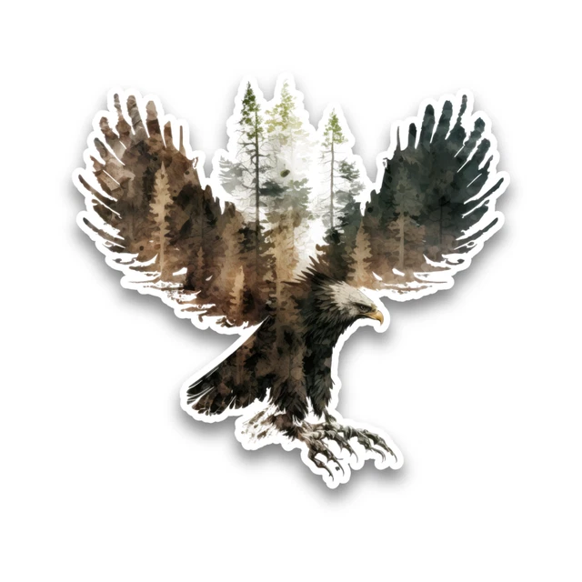 DOPASTICKER Bald Ea.Gle Double Exposure Sticker Car Window Scrapbook ...