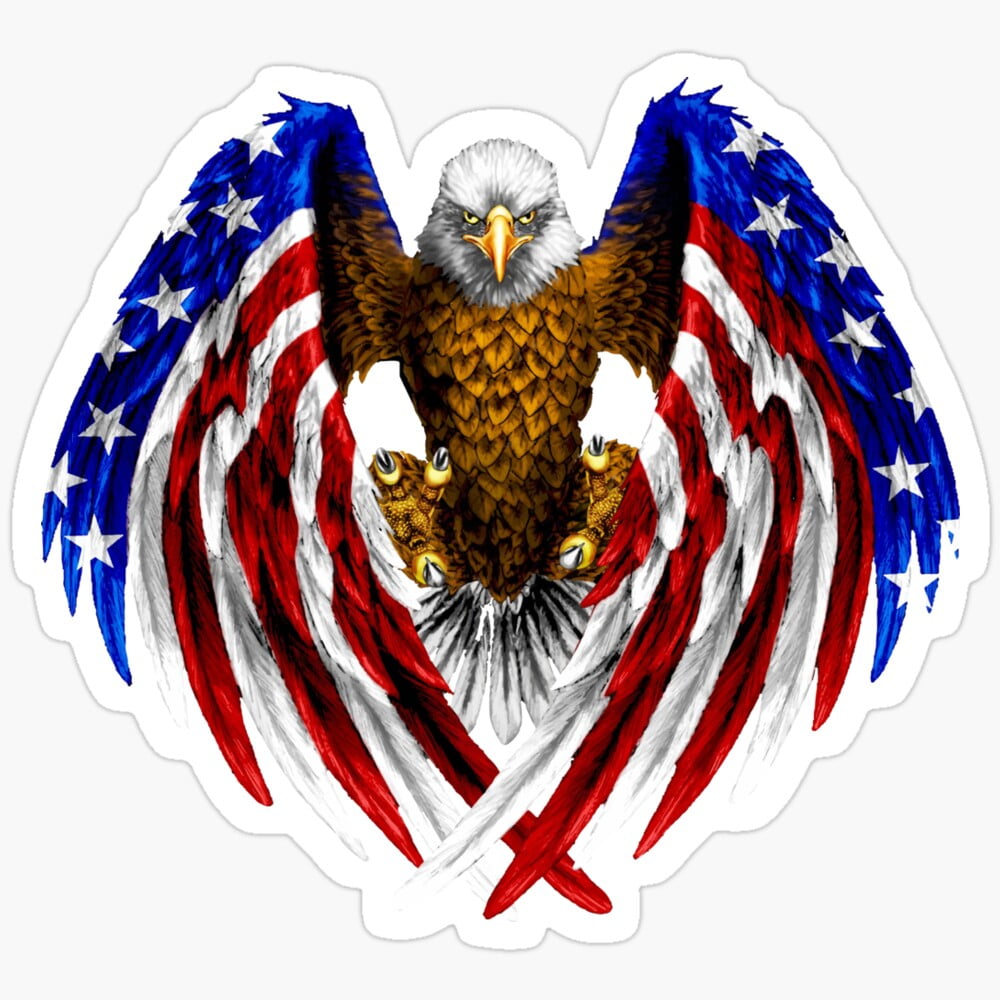 DOPASTICKER Bald Eagle American Flag Sticker Fourth Of July Sticker ...
