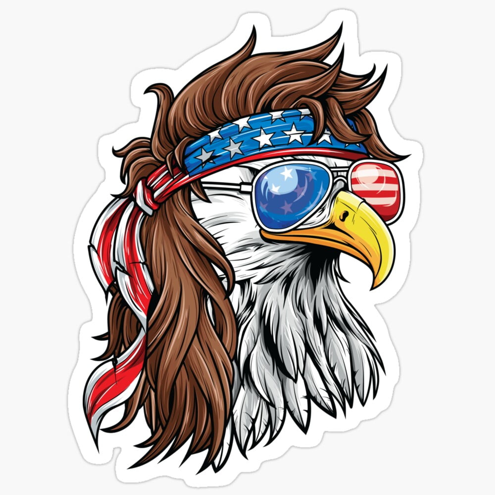 DOPASTICKER Bald Eagle Mullet Usa American Flag 4Th Of July Sticker ...