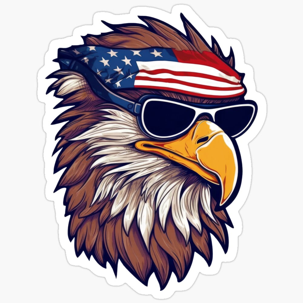 DOPASTICKER Bald Eagle Sticker Fourth Of July Sticker, Memorial Day ...