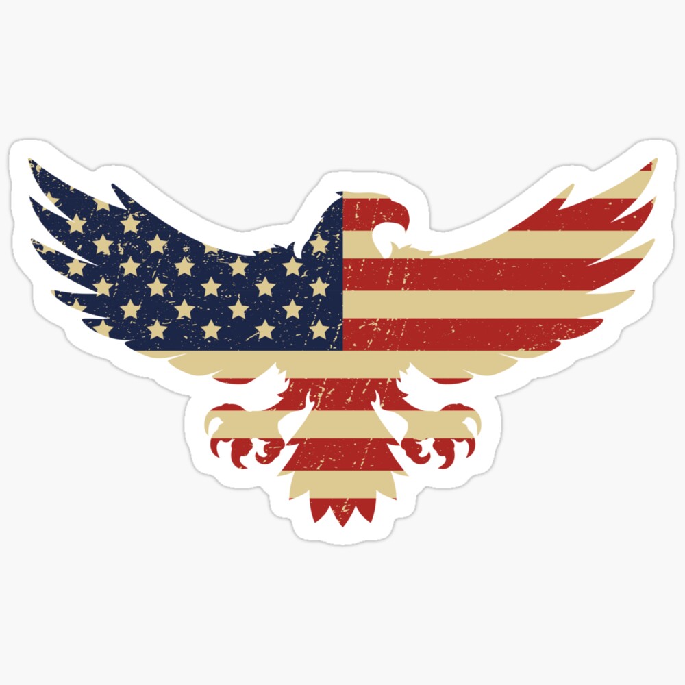 DOPASTICKER Bald Eagle Usa America Flag Sticker Fourth Of July Sticker ...