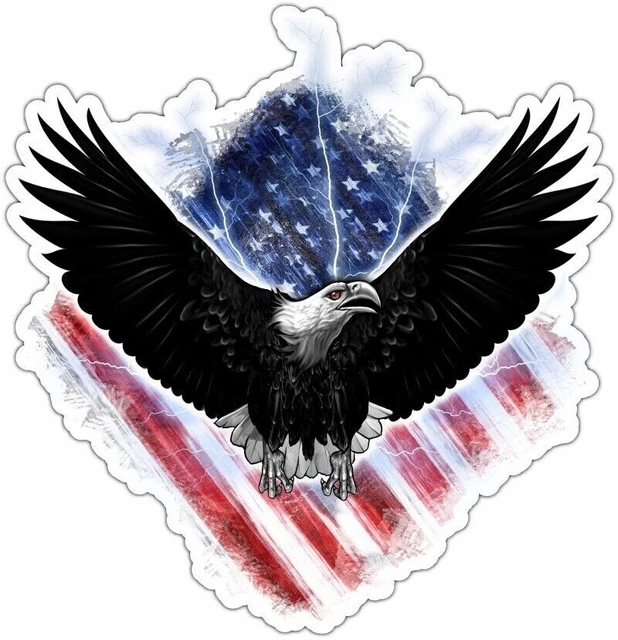 DOPASTICKER Bald Eagle Usa Flag Star Patriotic Car Window Sticker Decal ...