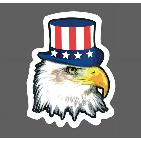 DOPASTICKER Bald Eagle Usa Top Hat Waterproof, Phone Sticker, Latop ...