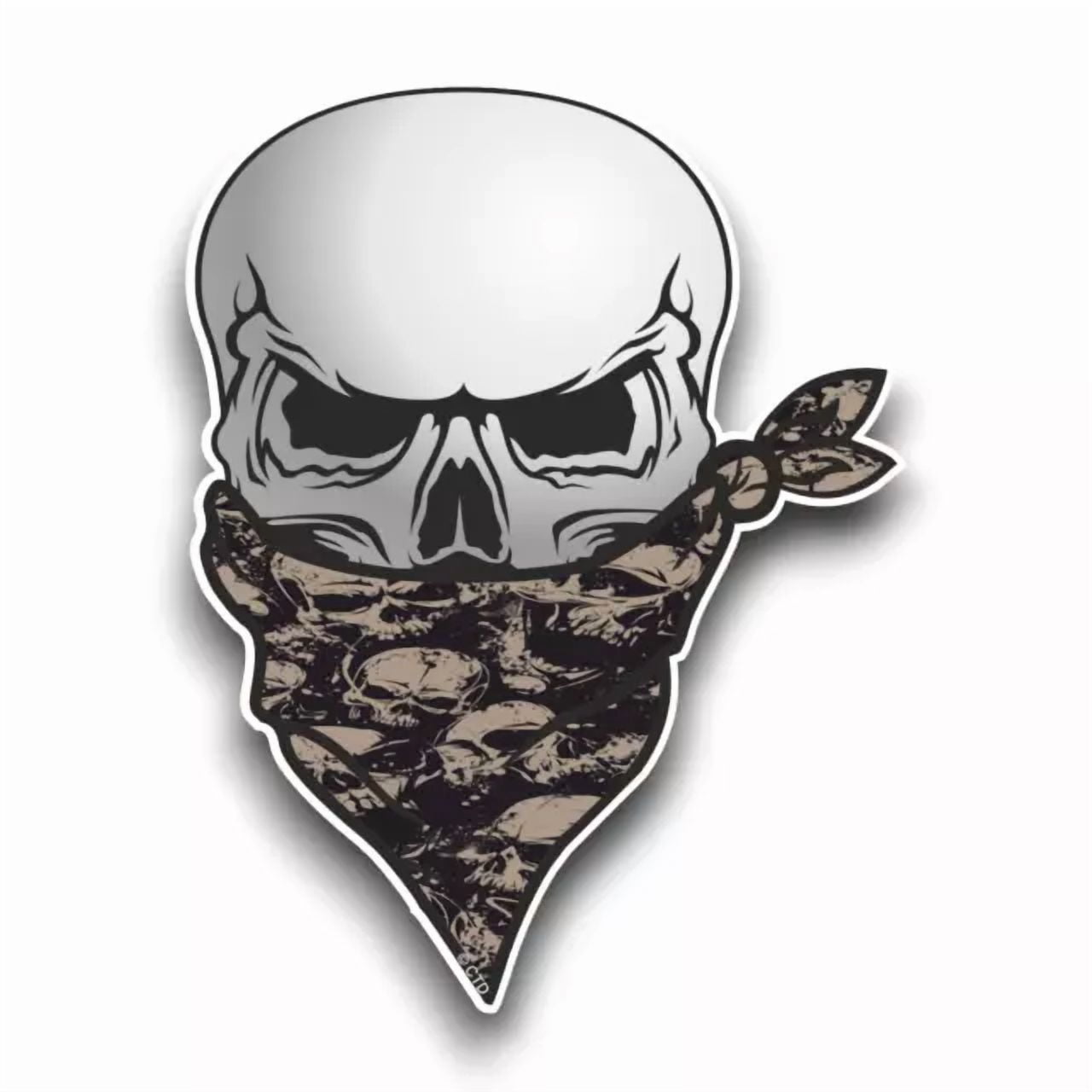 DOPASTICKER Bandit Skull With Brown Gothic Pattern Face Bandana Sticker ...