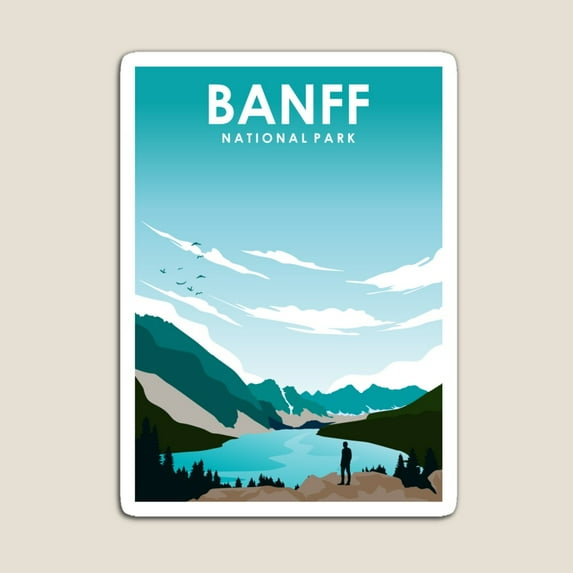 DOPASTICKER Banff National Park Vintage Minimal Retro Nature Travel ...