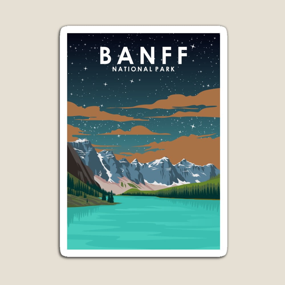 DOPASTICKER Banff National Park Vintage Minimal Retro Travel Poster At ...