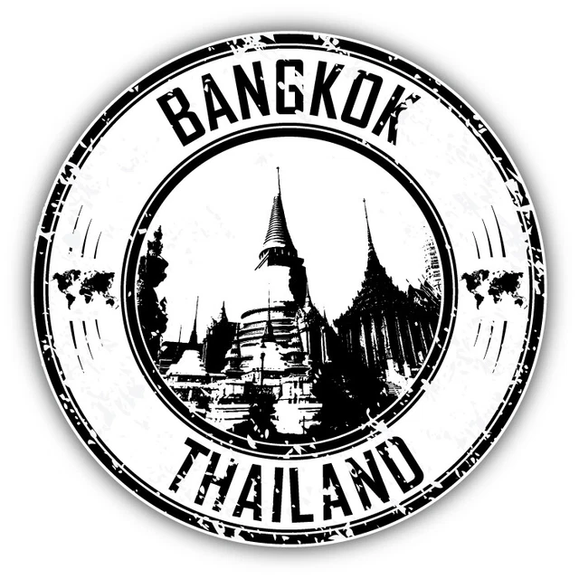 DOPASTICKER Bangkok Thailand Grunge Rubber Travel Sticker Decal Phone ...