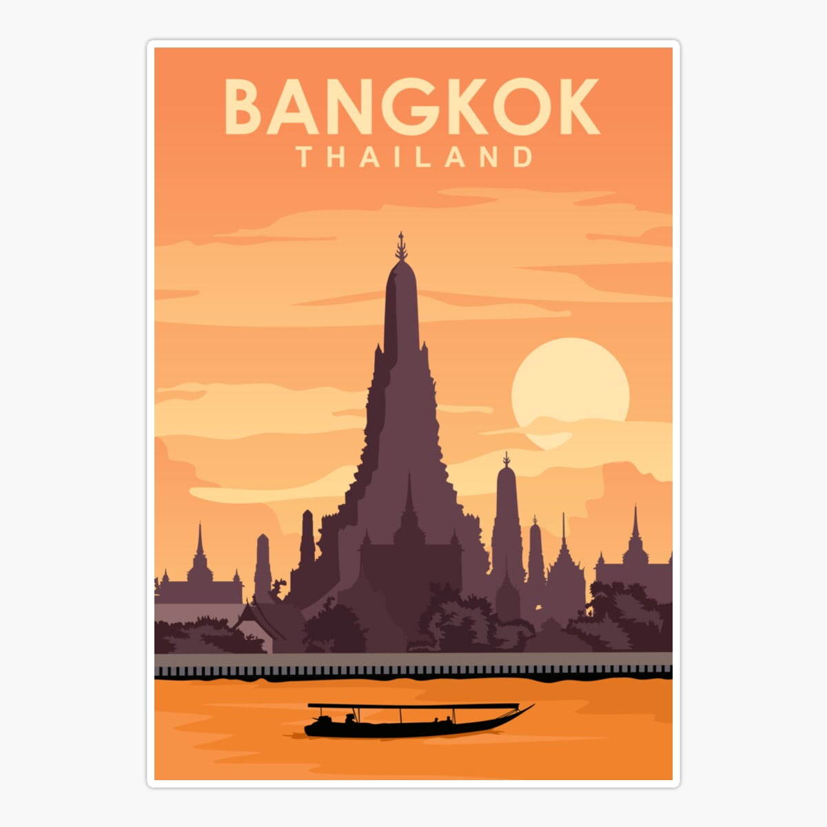 DOPASTICKER Bangkok Travel Poster Art Print Sticker, Phone Sticker Car ...