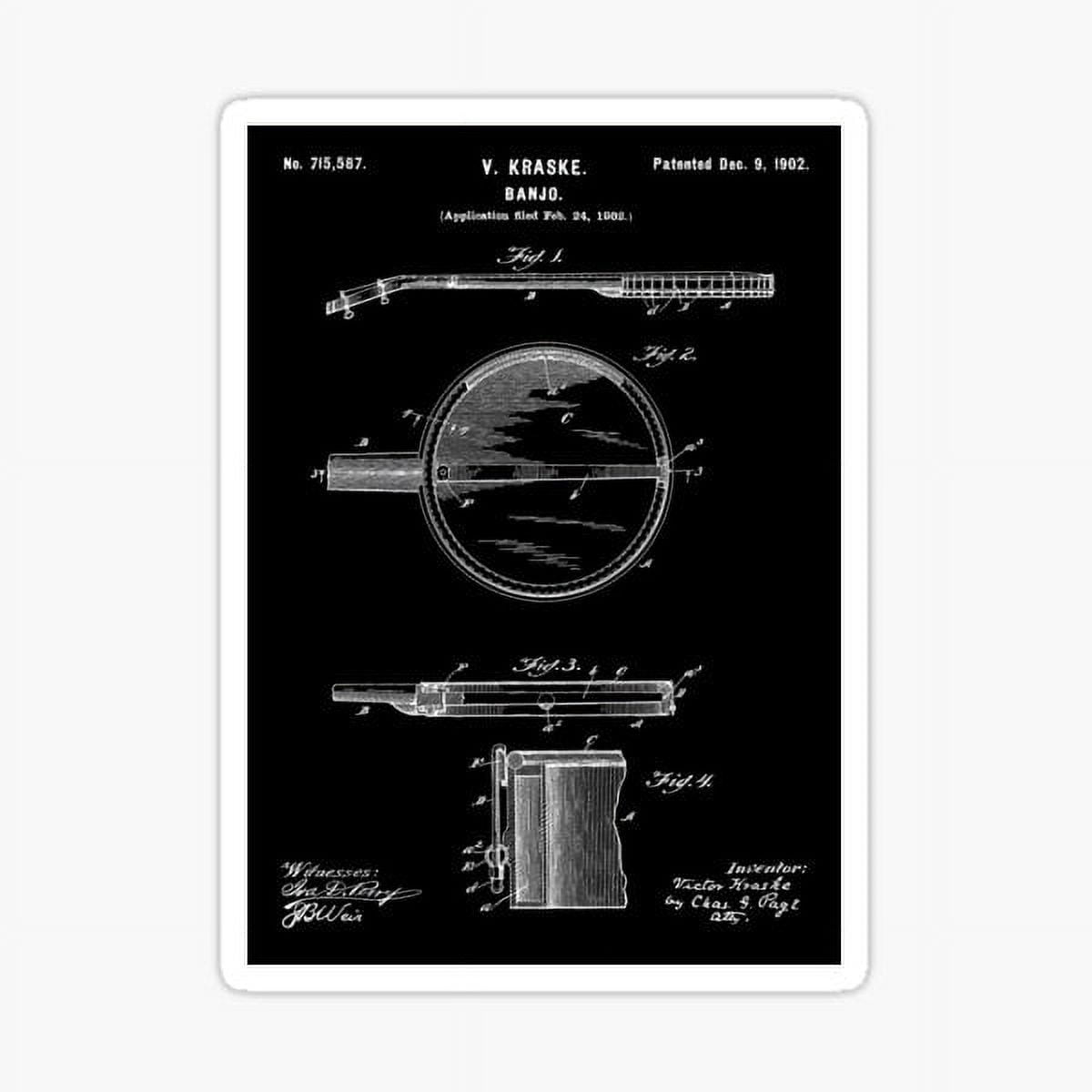DOPASTICKER Banjo Folk Music Instrument Patent. Banjo Patent. Vintage ...