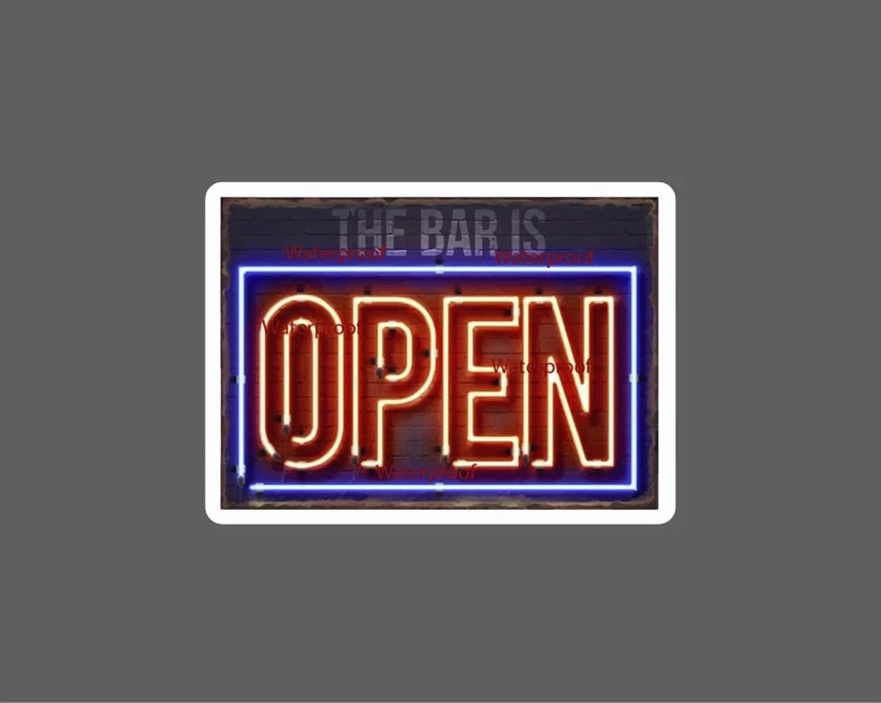 DOPASTICKER Bar Is Open Sticker Neon Brew Sticker Phone Sticker, Latop ...