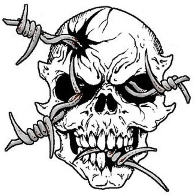 DOPASTICKER Barb Wire Skull Sticker Laptop Sticker Phone Decal Water ...