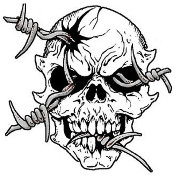 DOPASTICKER Barb Wire Skull Sticker Laptop Sticker Phone Decal Water ...