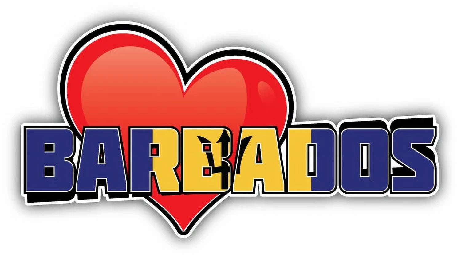 DOPASTICKER Barbados Art Heart Flag Travel Car Bumper Sticker Gift You ...