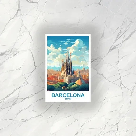 DOPASTICKER Barcelona Spain Travel Sticker, City Art, Spanish Travel ...