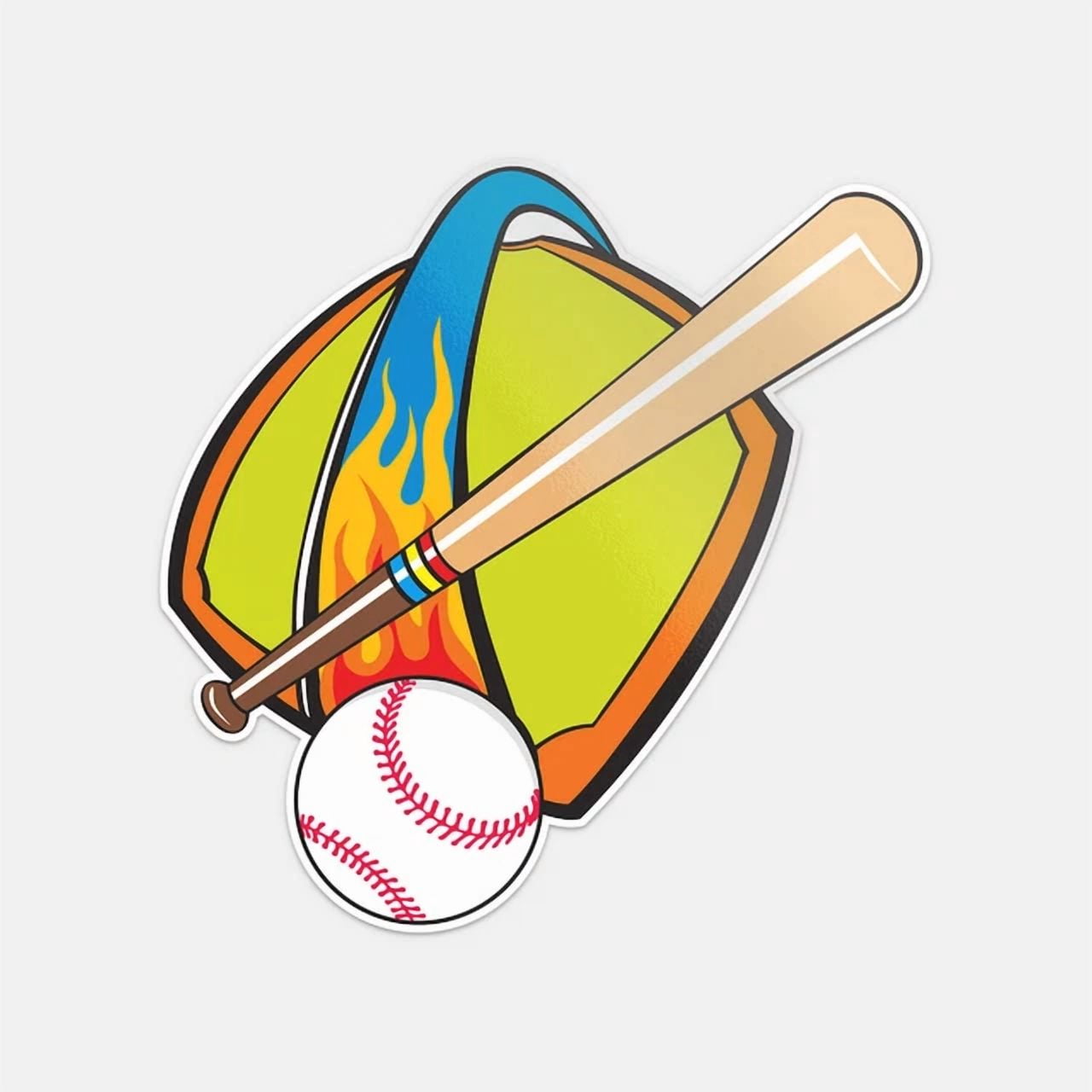 DOPASTICKER Baseball Bat And Fireball Sport Sticker Decal Phone Decal ...