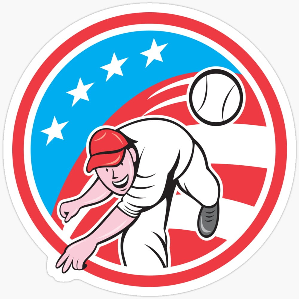 DOPASTICKER Baseball Pitcher Outfielder Throwing Ball Circle Sticker ...