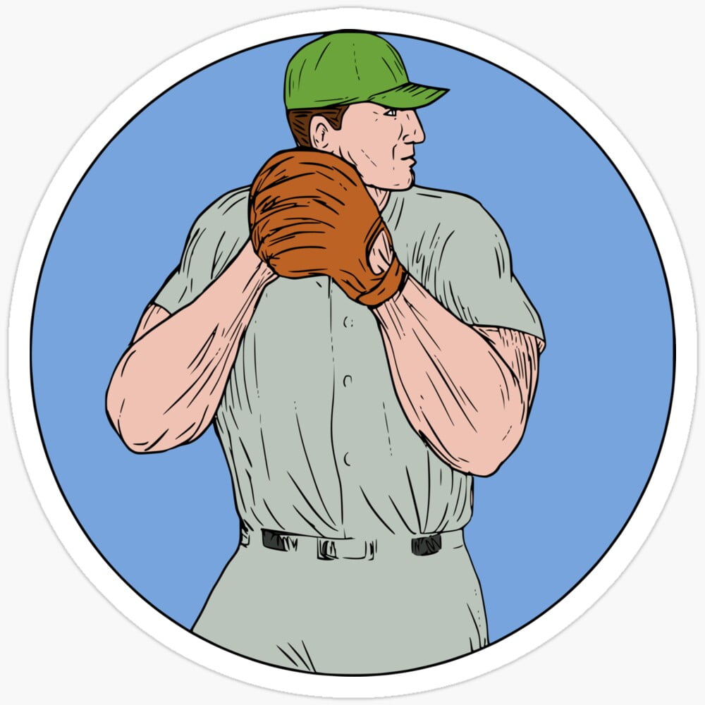 DOPASTICKER Baseball Pitcher Starting To Throw Ball Circle Drawing ...