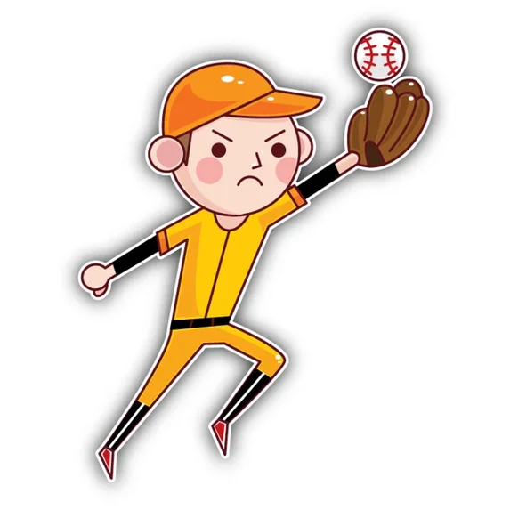 DOPASTICKER Baseball Player Cartoon Sport Car Sticker Phone Decal Water ...