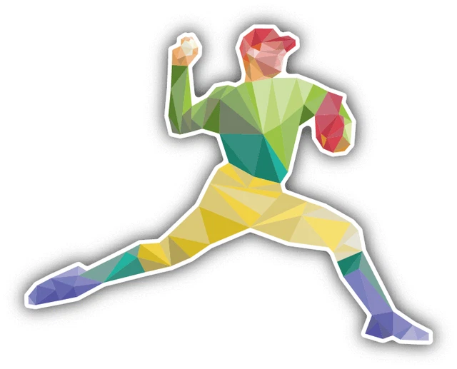 DOPASTICKER Baseball Player Pitcher Triangulated Sticker Decal Phone ...